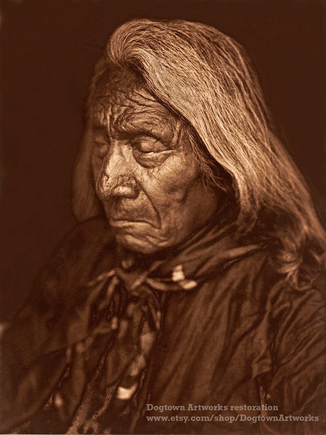 Professionally Restored Vintage Photograph of Native American Chief Red ...