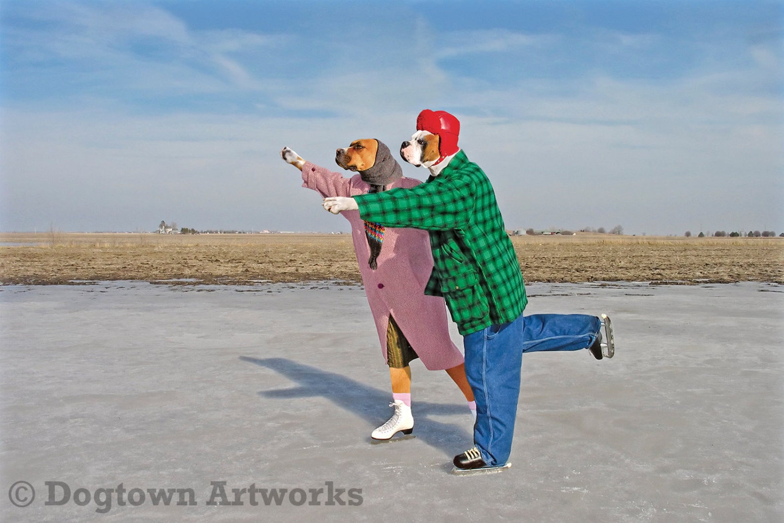 Ice Skating, Large Funny Humorous Original Photograph Featuring Two ...