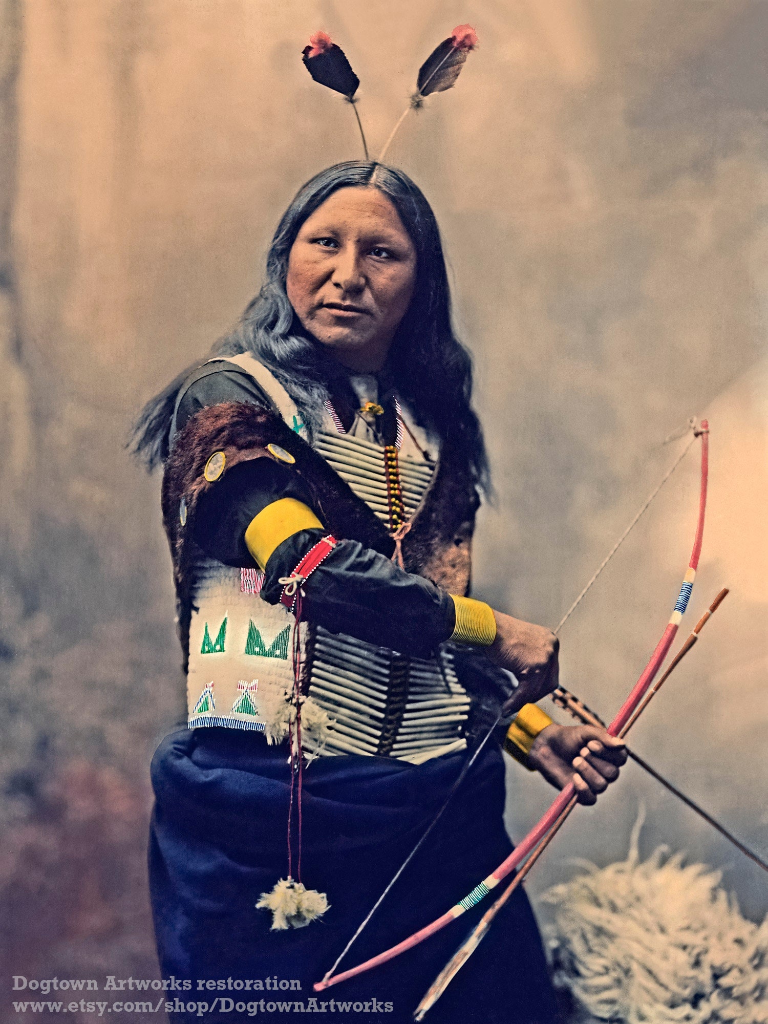 Oglala Sioux Warrior "shout At" - Restored Vintage Native American ...
