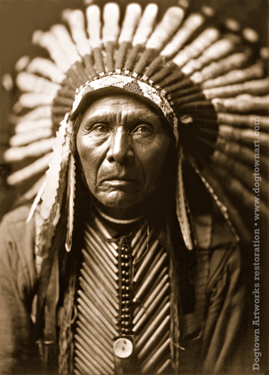 Dakota Sioux Chief Photograph: Restored Native American Portrait by ...