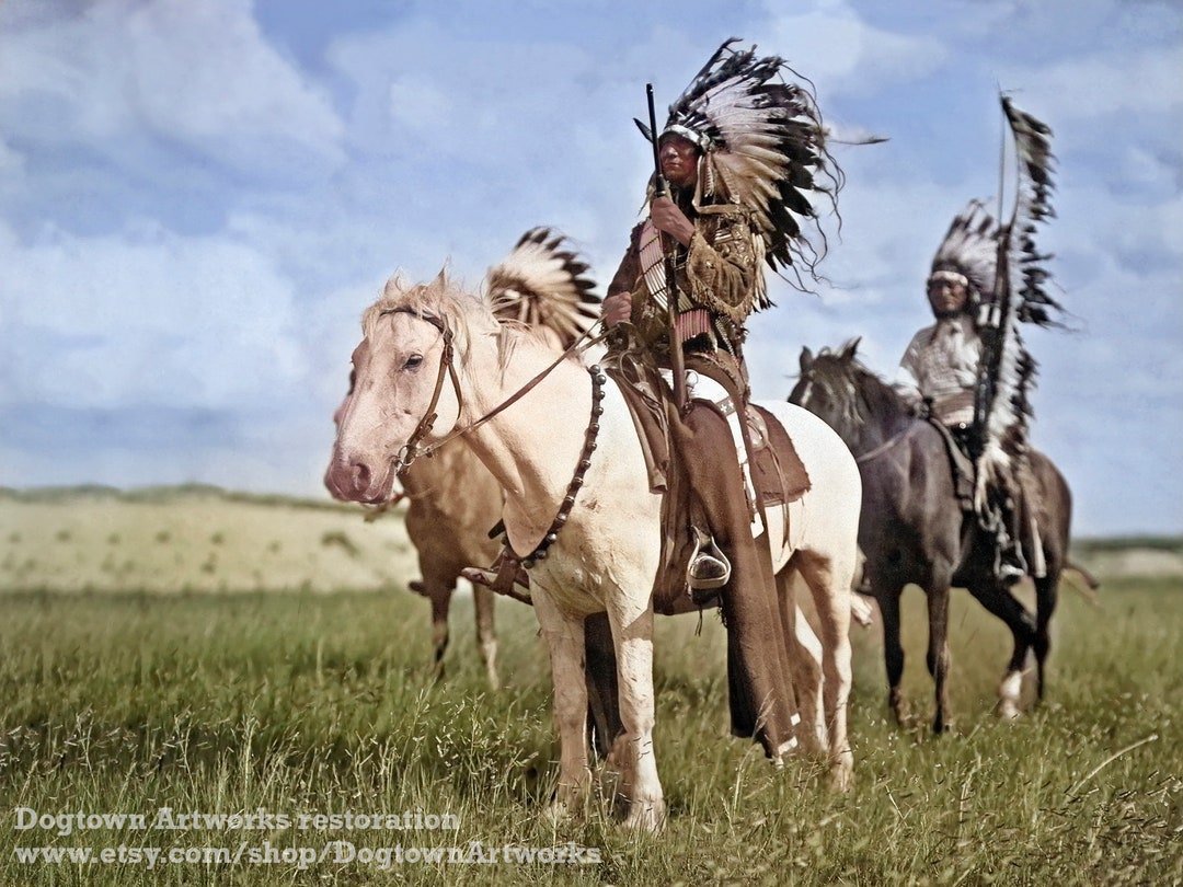 Plains Indians, Professionally Restored Photograph of Vintage Native ...