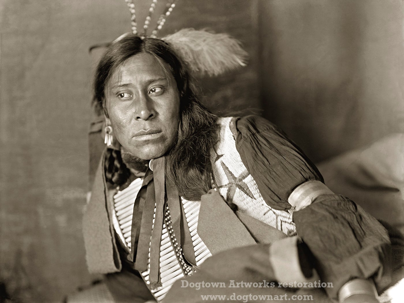 Sammy Lone Bear Photograph: Restored Vintage Native American Oglala ...