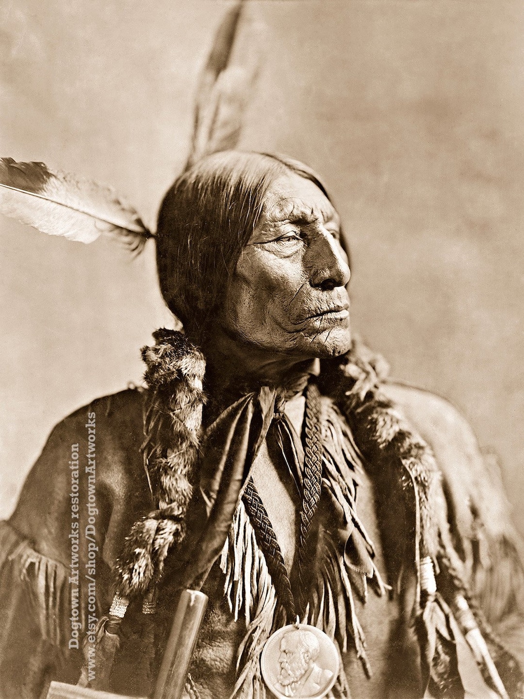 Chief Wolf Robe, Professionally Restored Photograph of Vintage Native ...