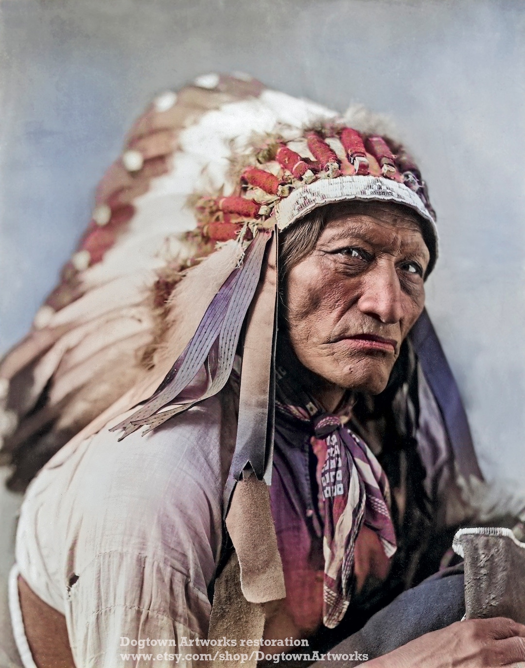 Chief High Bear, Professionally Restored Photograph of Vintage Native ...