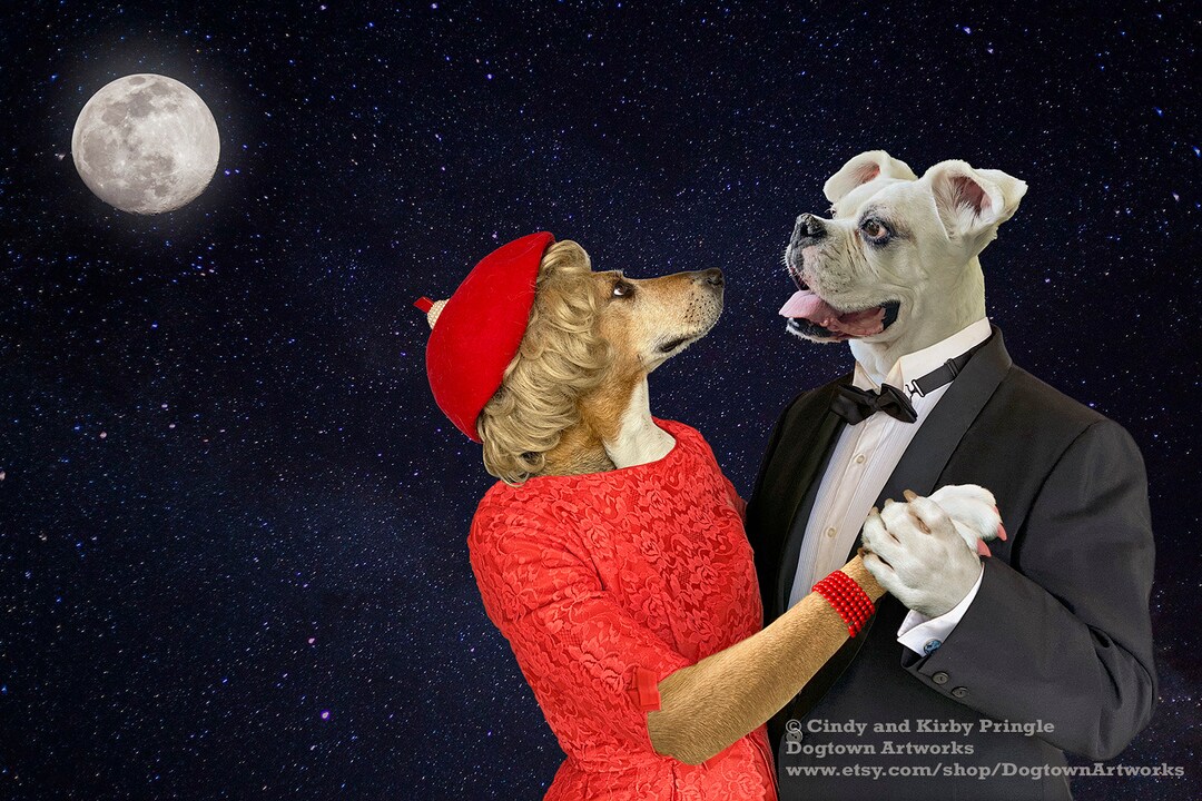 Dancing Dogs Art Photograph, Boxer and Beagle, Moonlight Dance - Etsy