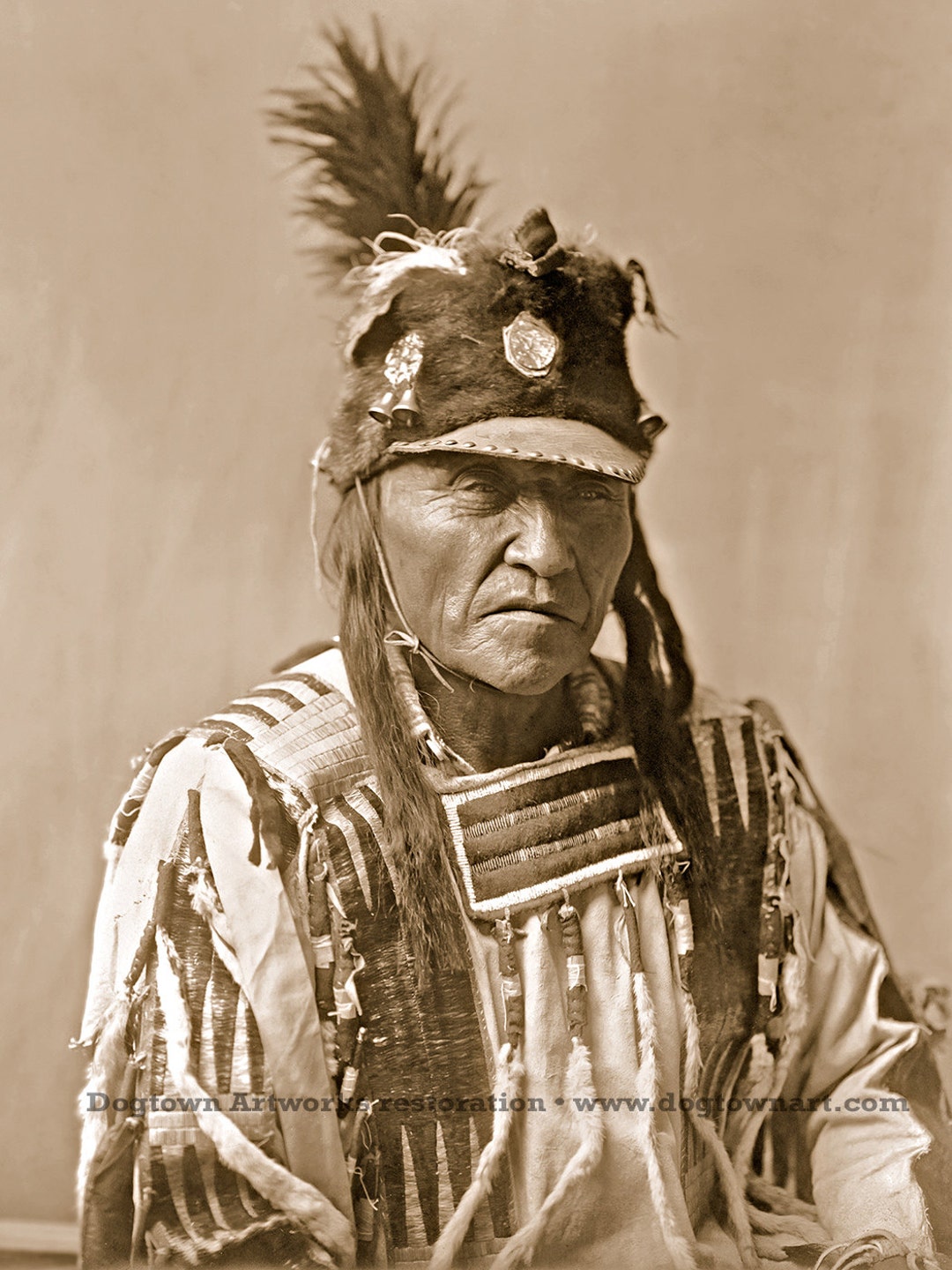 Forked Iron, Restored Photograph of Vintage Native American Indian Crow ...