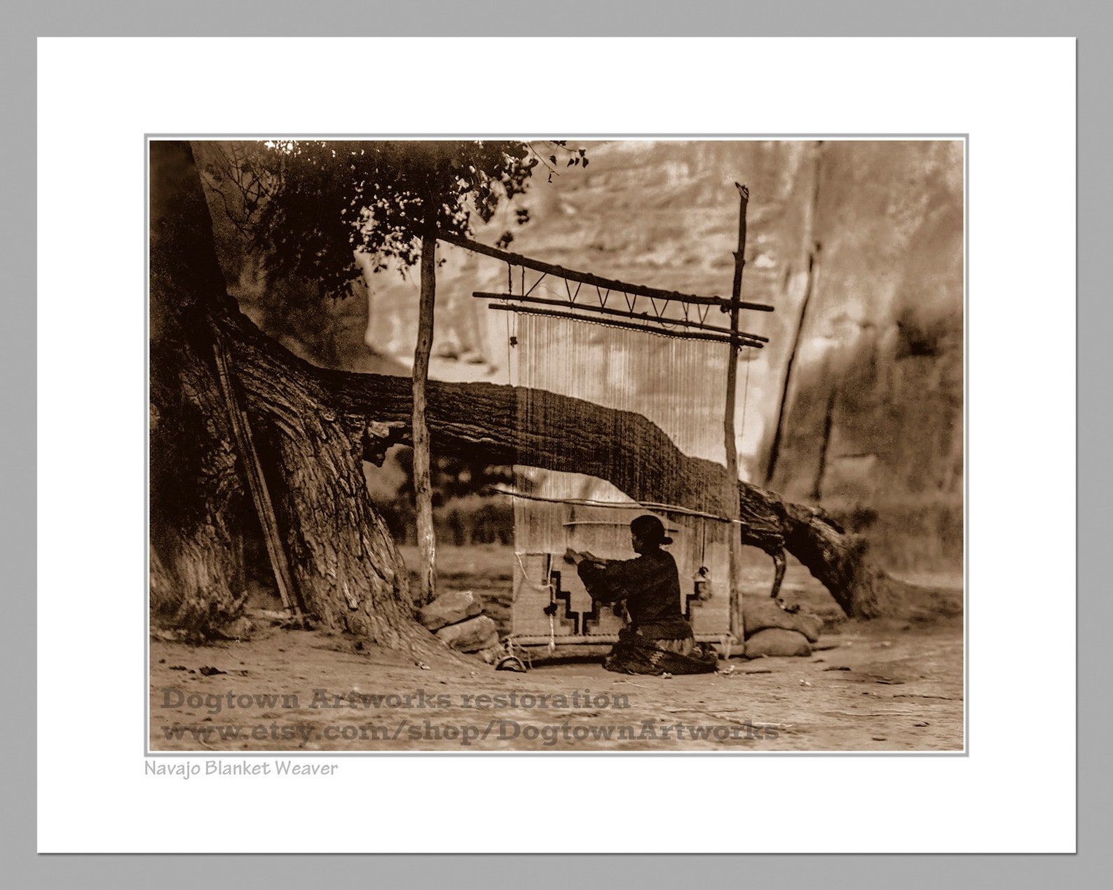 Navajo Blanket Weaver, Restored Vintage Photograph of Navajo Woman ...