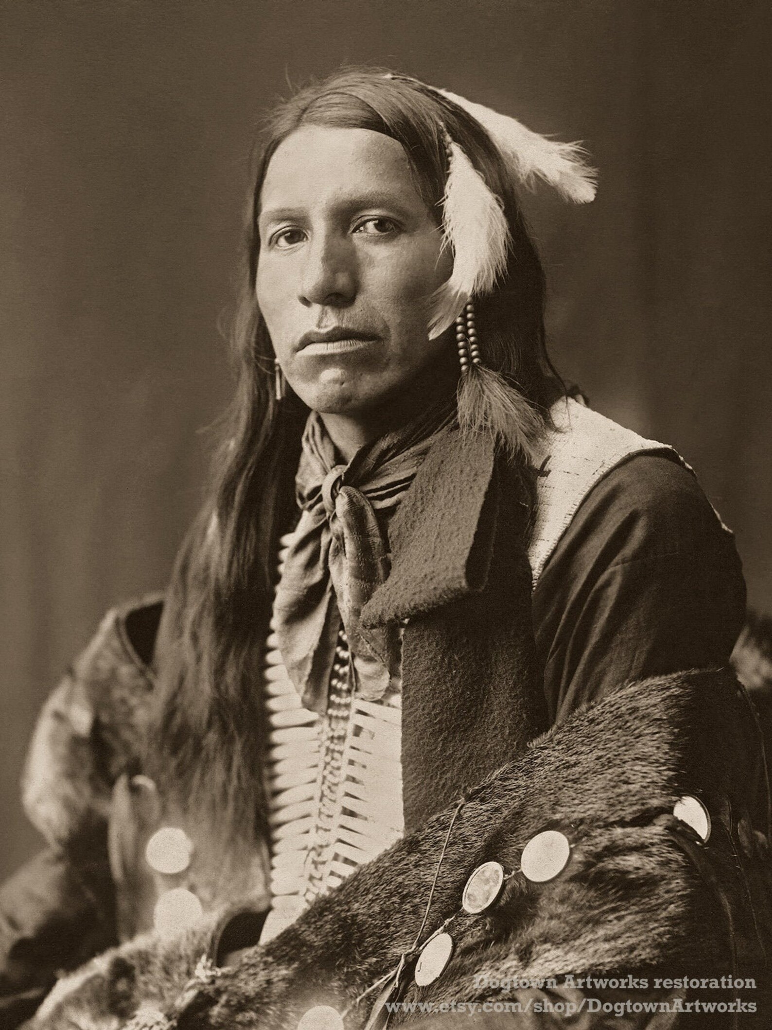 Lakota Sioux Chief Portrait: Restored Vintage Native American ...