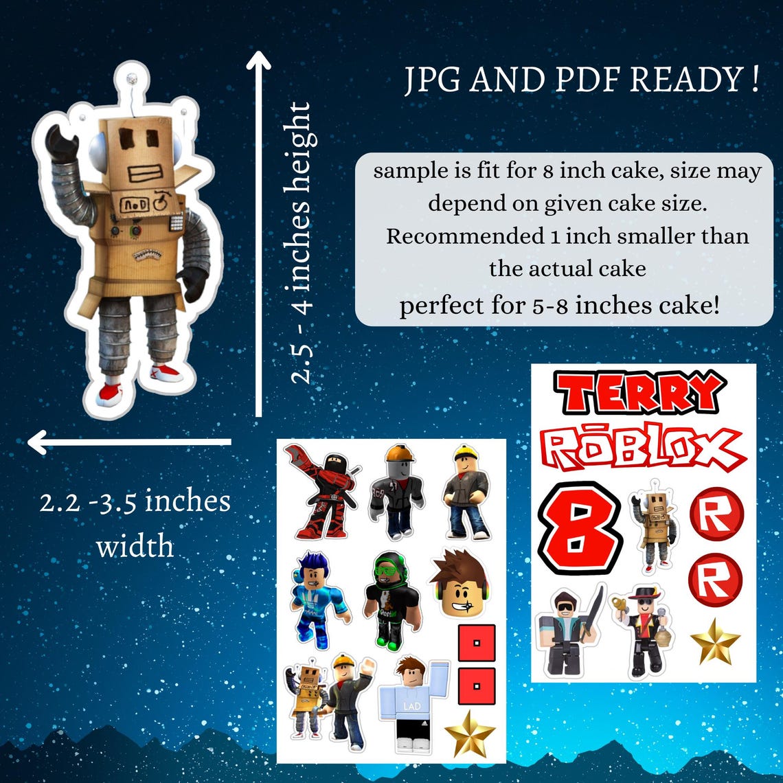 Roblox Game Cake Topper, Free Customize, Digital Files, Printable - Etsy