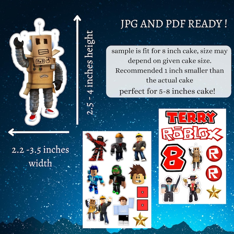 Roblox Game Cake Topper, Free Customize, Digital Files, Printable - Etsy