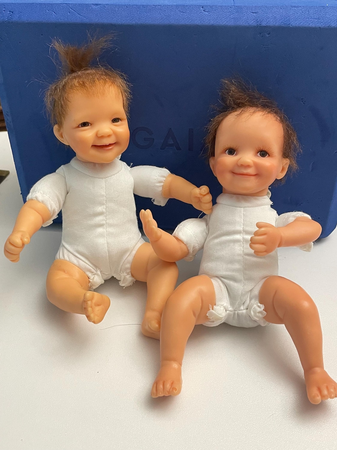Set of Two Hill ADG Dolls Babydoll Reborn Style Sitting Approx 5" Tall ...