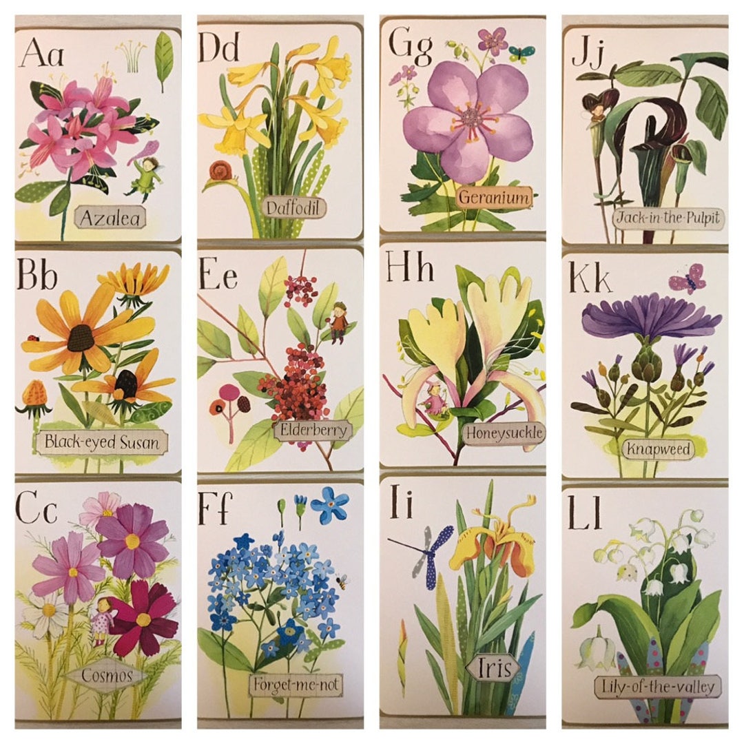 Eeboo Fairies in the Garden Alphabet Cards Wall Art - Sets of 2 or 3 ...