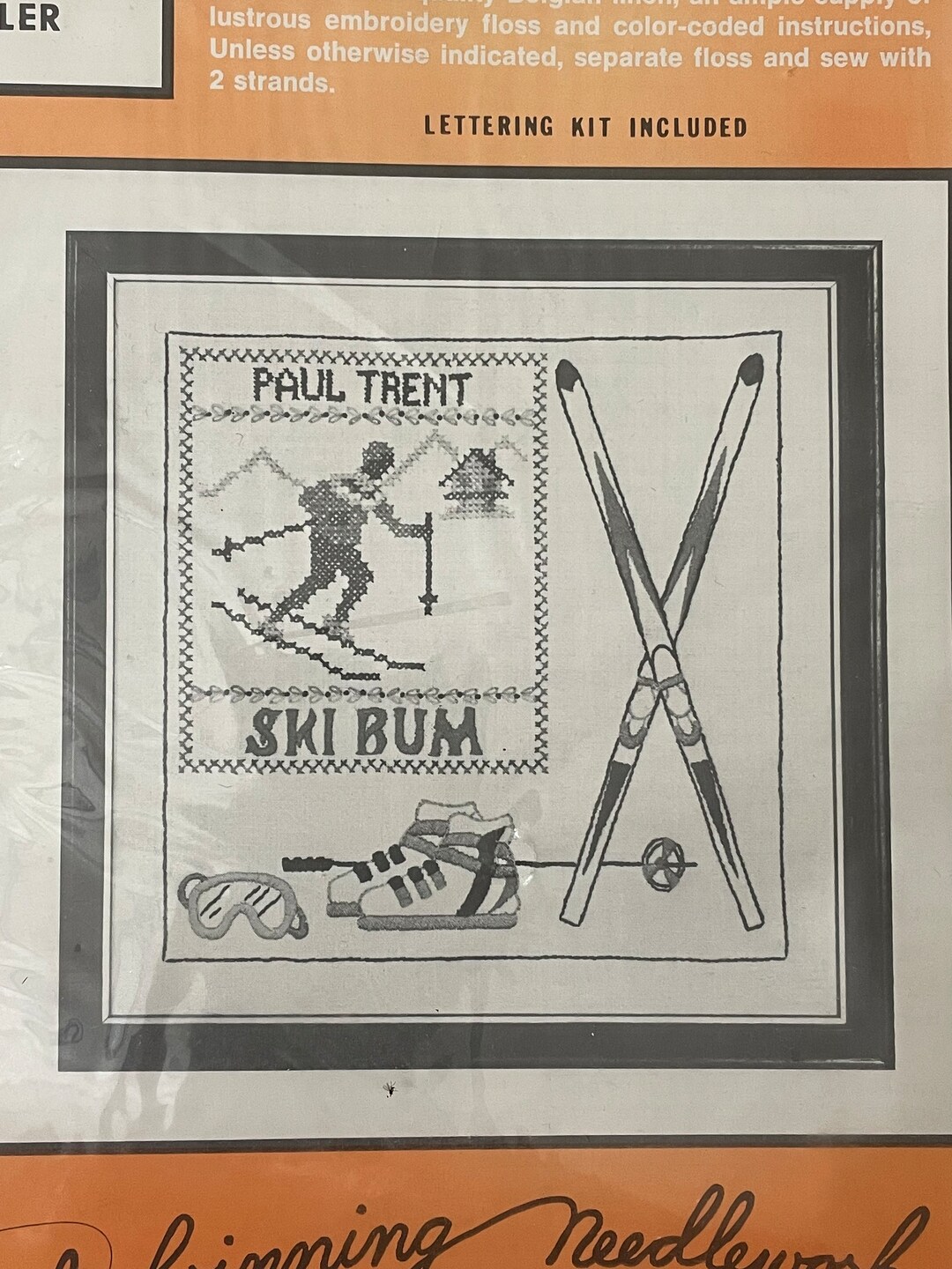 Vintage 1951 1950s 1940s Needles 'N Hoops No 201 Skiing Sampler Sample ...
