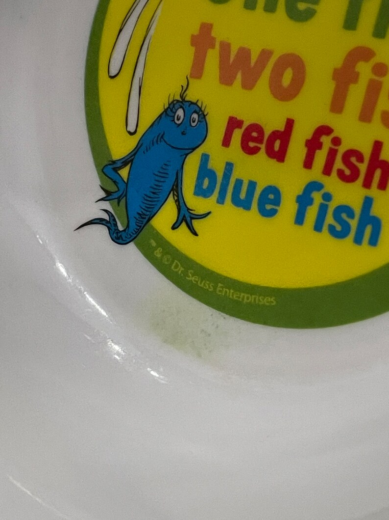 Vintage Dr Seuss One Fish Two Fish Red Fish Blue Fish Plastic Melamine ...
