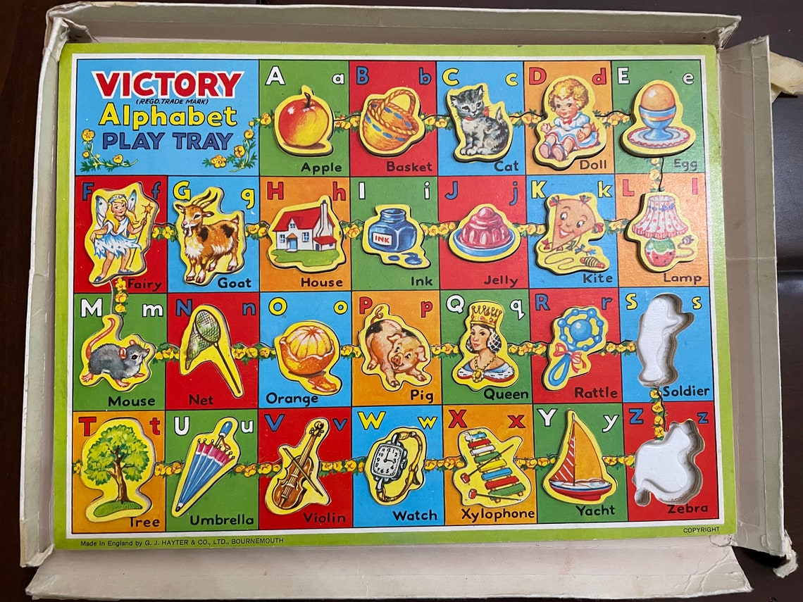 Vintage 1950s Era Victory Alphabet Play Tray in Playwood - Made in ...