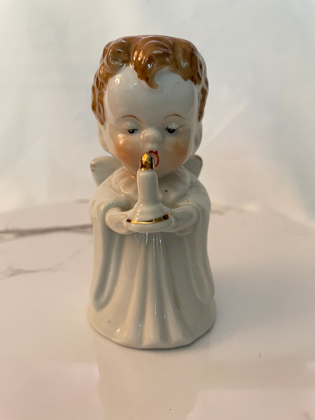 Japanese Mid Century Ceramic Singing Choir Boy Cherub Angel With Candle ...