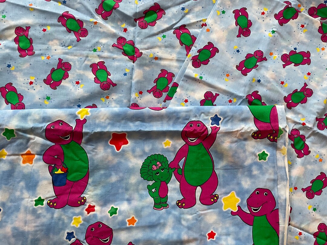U Pick Vintage 1990s 1999 Lyons Princess Fabric 1429 Barney and Baby Bop Panel Stars Approx. 44 ...