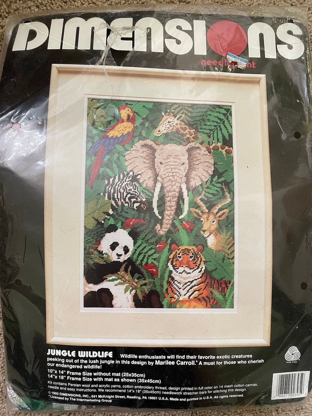 Vintage 1990s Dimensions Needlepoint Jungle Wildlife 2395 Marilee ...
