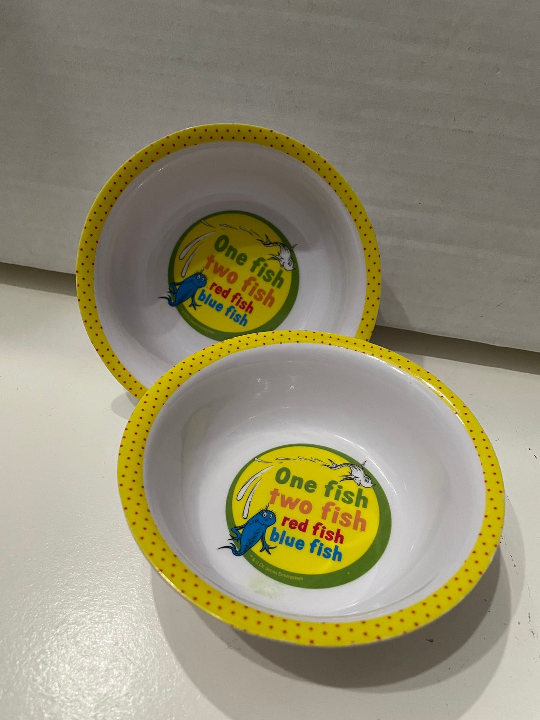 Vintage Dr Seuss One Fish Two Fish Red Fish Blue Fish Plastic Melamine ...