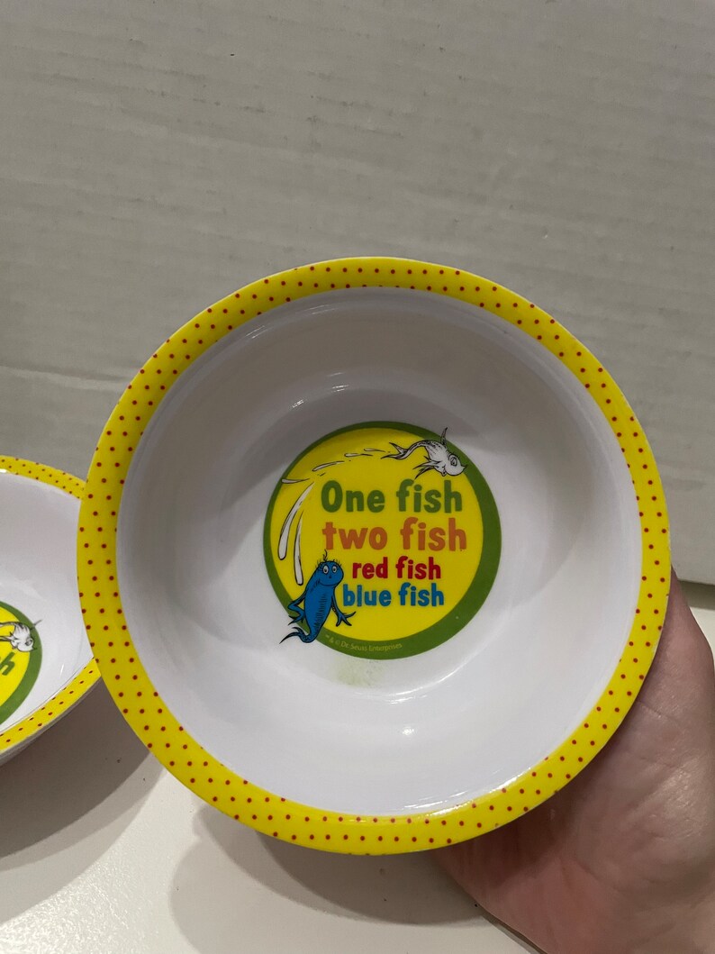 Vintage Dr Seuss One Fish Two Fish Red Fish Blue Fish Plastic Melamine ...