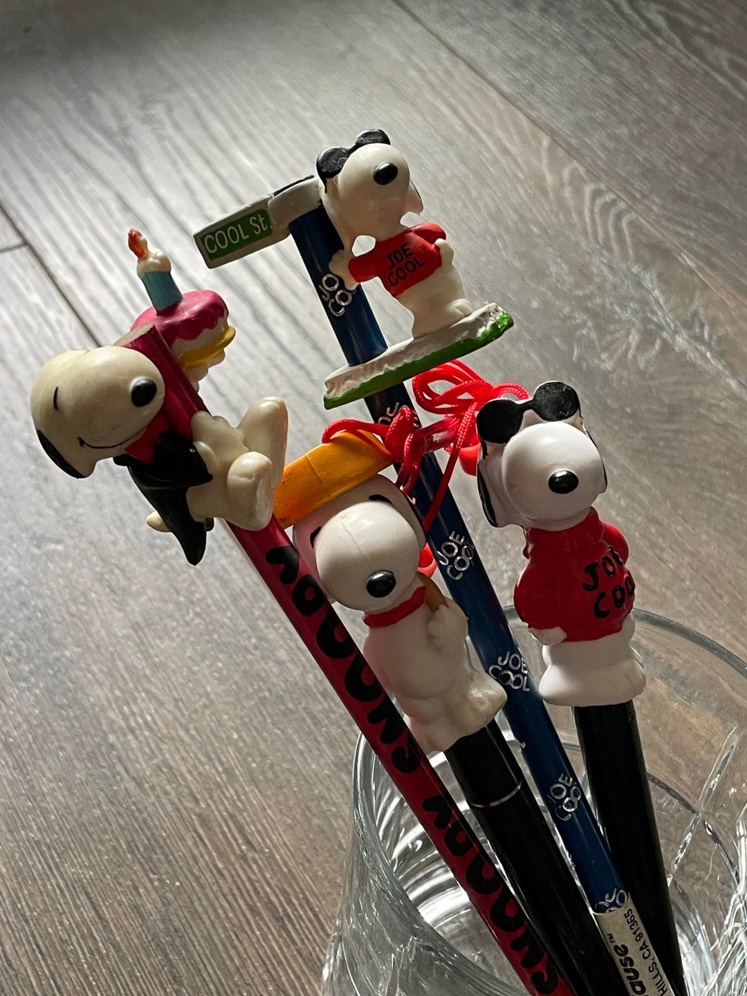 Set of 4 1960s 1970s Applause Snoopy Peanuts Pen and Pencils Joe Cool ...