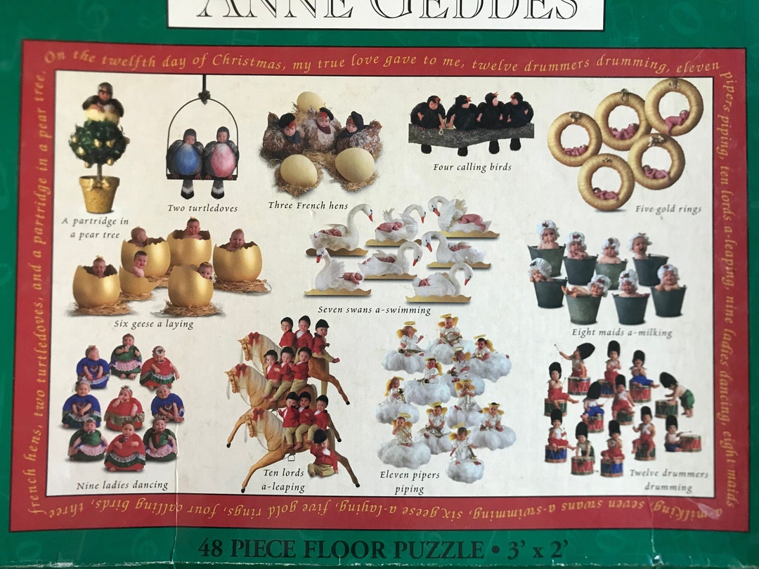 Vintage 1998 Anne Geddes 12 Days of Christmas Large 48 Piece Floor ...