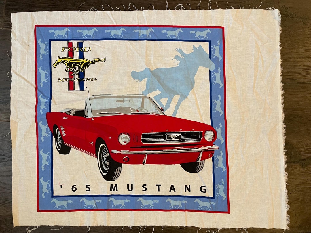Vintage Fabric Panel Square Ford Mustang '65 1965 1960s Mustang Car Red ...