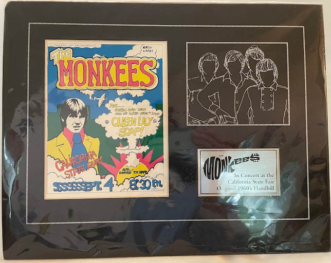 Vintage 1960s Dated 1967 Monkees Rock Band Pop Art Cartoon Mod Cotton ...