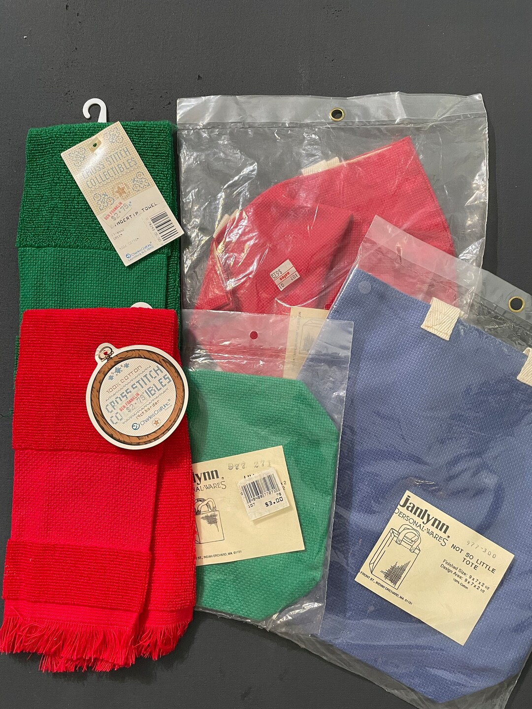 U Pick Vintage Aida Cloth Accessories Set of Two Green Red Charles ...