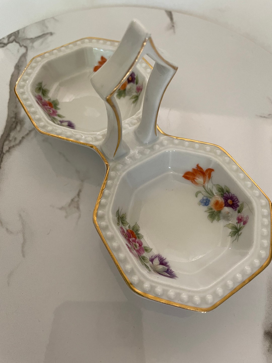 Vintage Hutschenreuther JHS Bavaria Ceramic Butter & Jam Caddy Floral ...