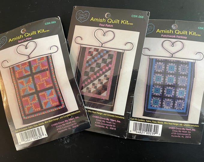 Set of Three Amish Quilt Kits Vintage 1990s Cross My Heart CSK 268 263 ...
