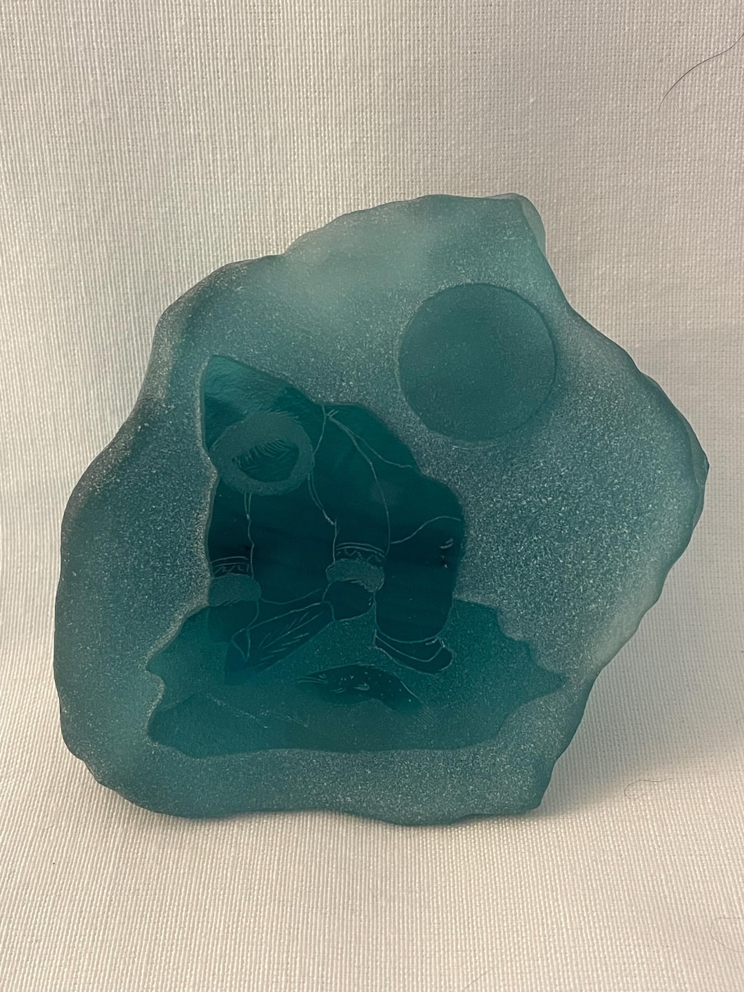 Vintage Siku Signed Art Glass Relief Sculpture Paperweight – Frosted ...