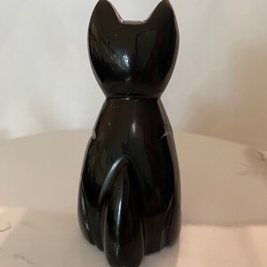 Vintage Carved Obsidian Stylized Sitting Cat Figurine Paperweight Made ...