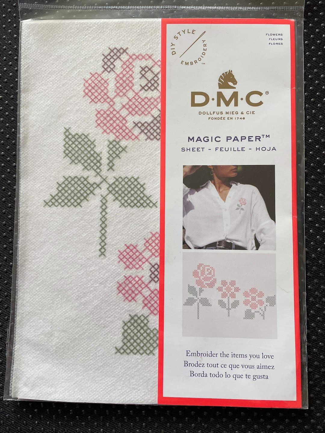 DMC Magic Paper Flowers Design Sheet for Cross Stitch Embroidery - Embroidery Any Item - Roses ...