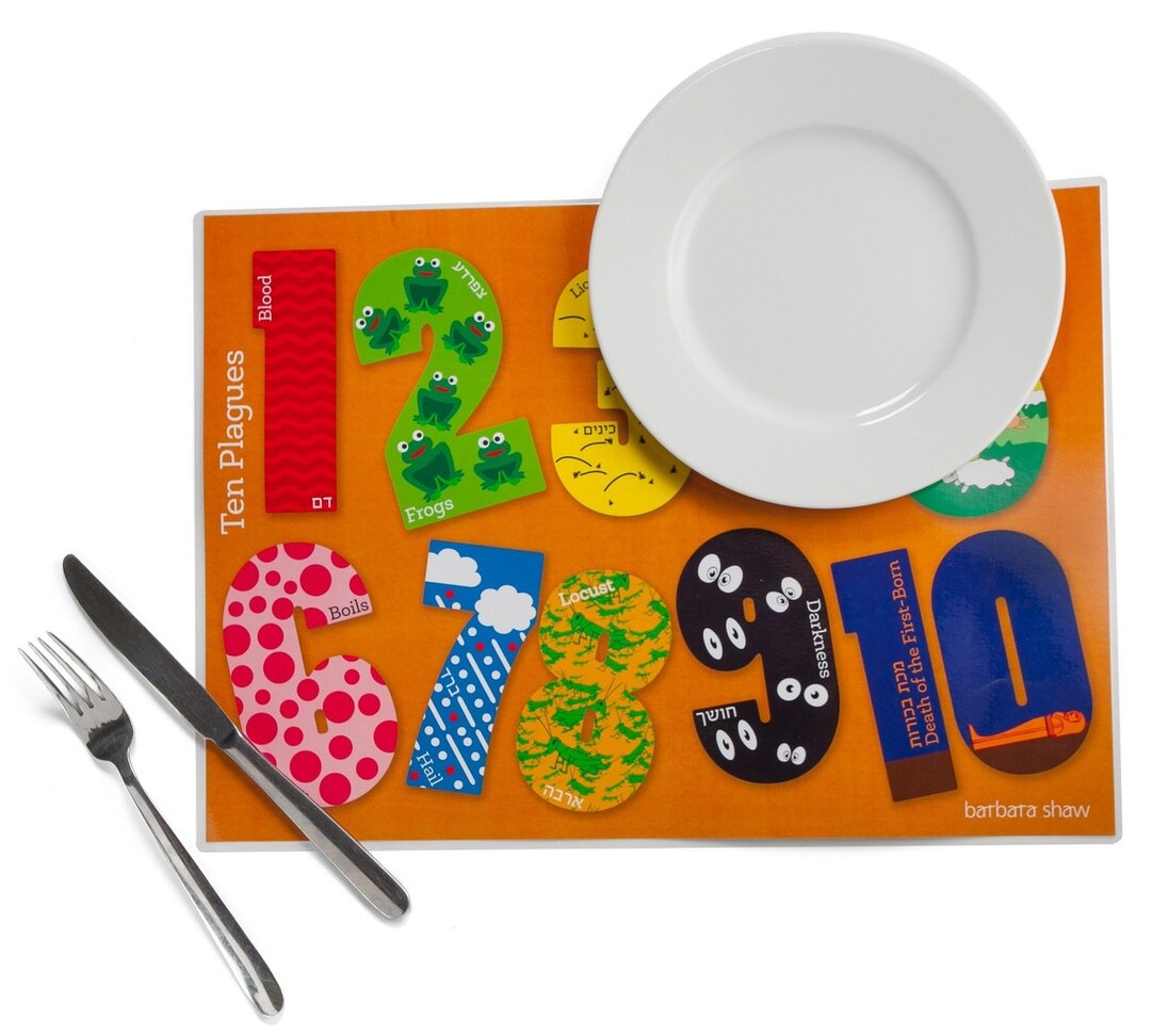 Passover 10 Plagues Design Laminated Placemats, Set of 2 for Kids - Etsy