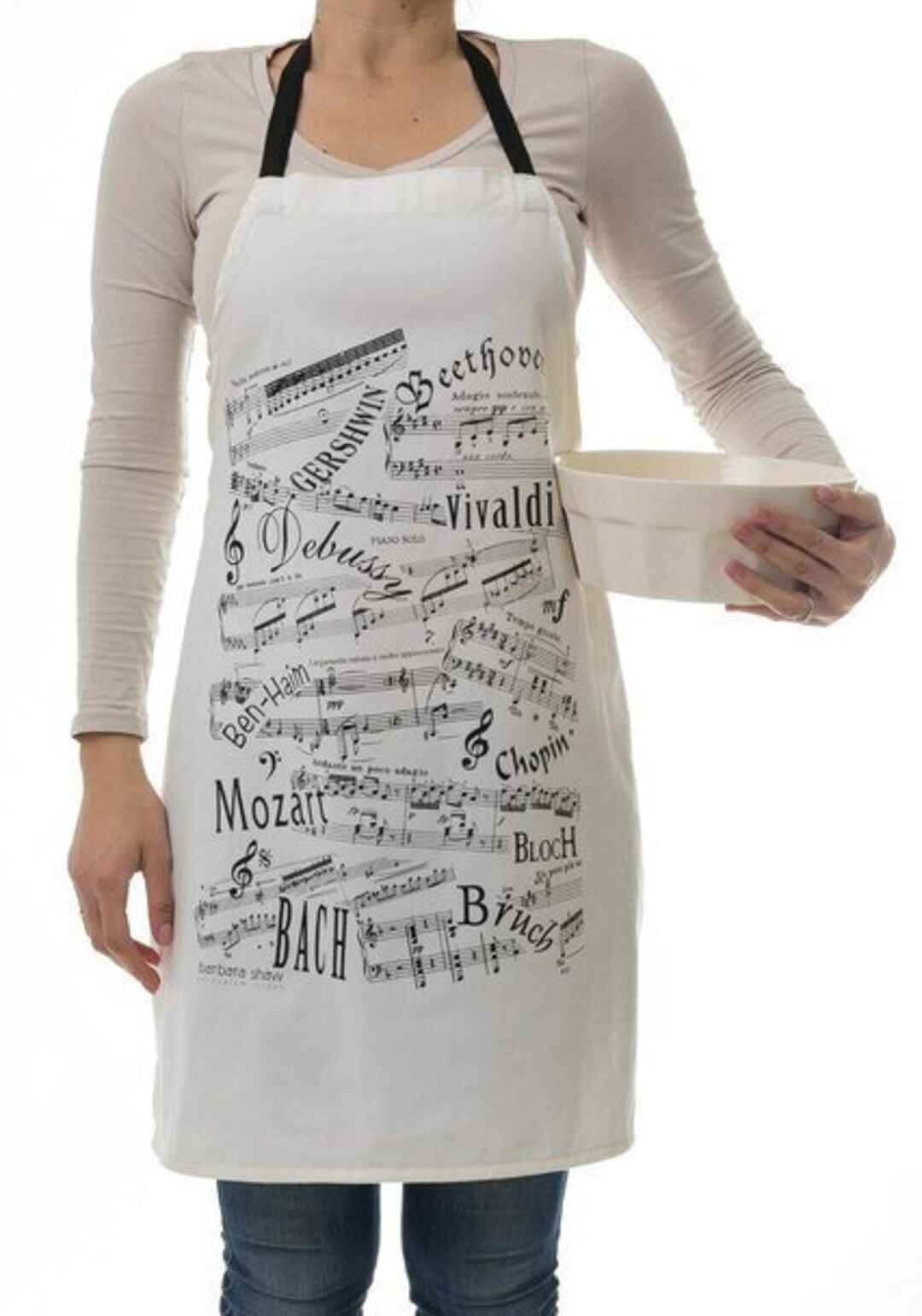 Music Lovers Apron Musical Notes White Cooking Apron by - Etsy