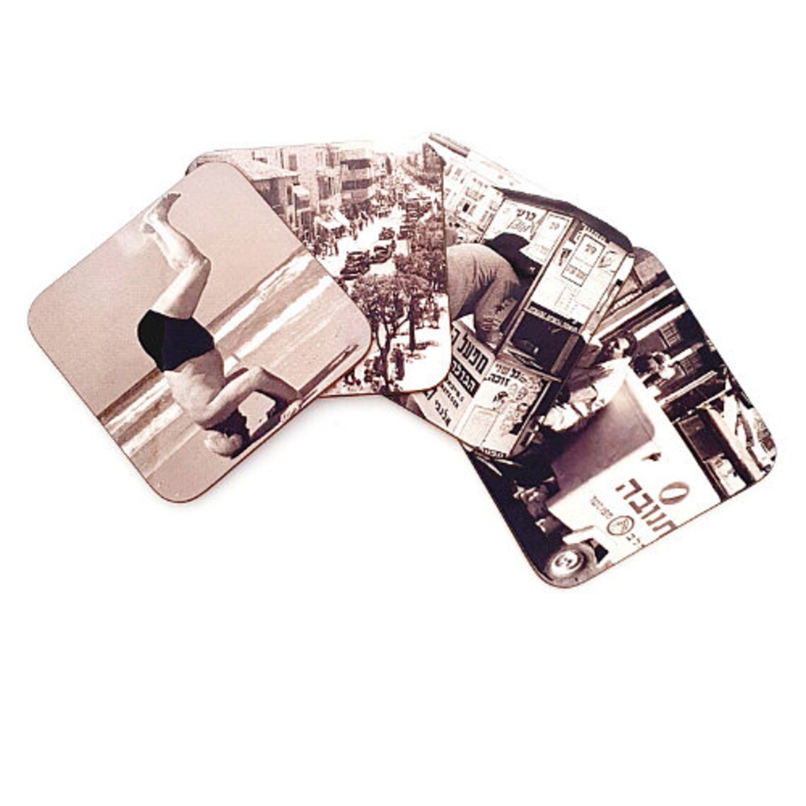 Vintage Israeli Pictures Wood Composite Coasters Set of 4 Cool | Etsy