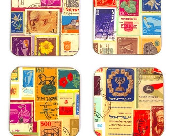 Vintage Israeli Pictures Wood Composite Coasters Set of 4 Cool | Etsy