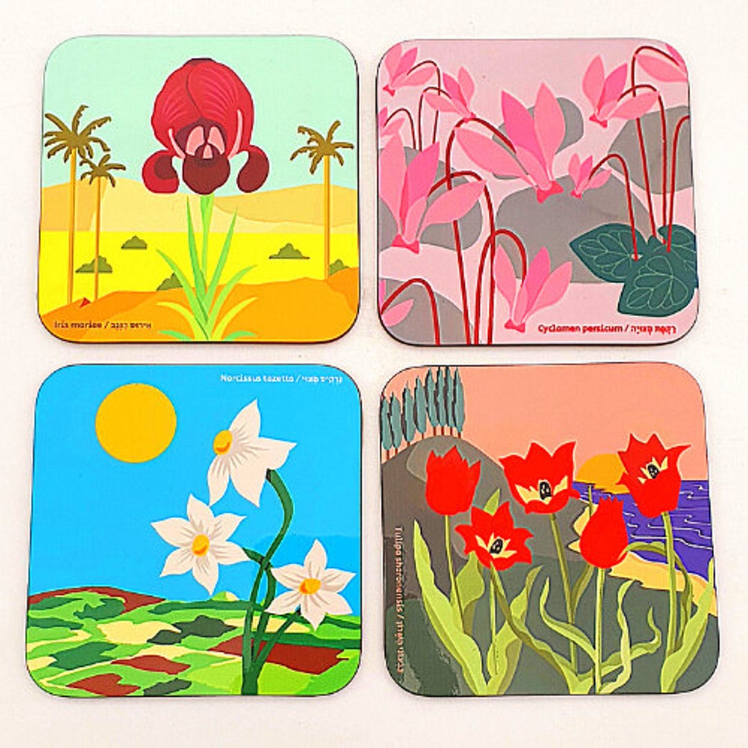 Flowers of Israel Coaster Set of 4, Cool and Funny Coffee Table ...