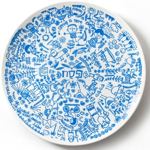 Passover Haggadah Seder Plate With Modern Pesach Themed Illustrations ...