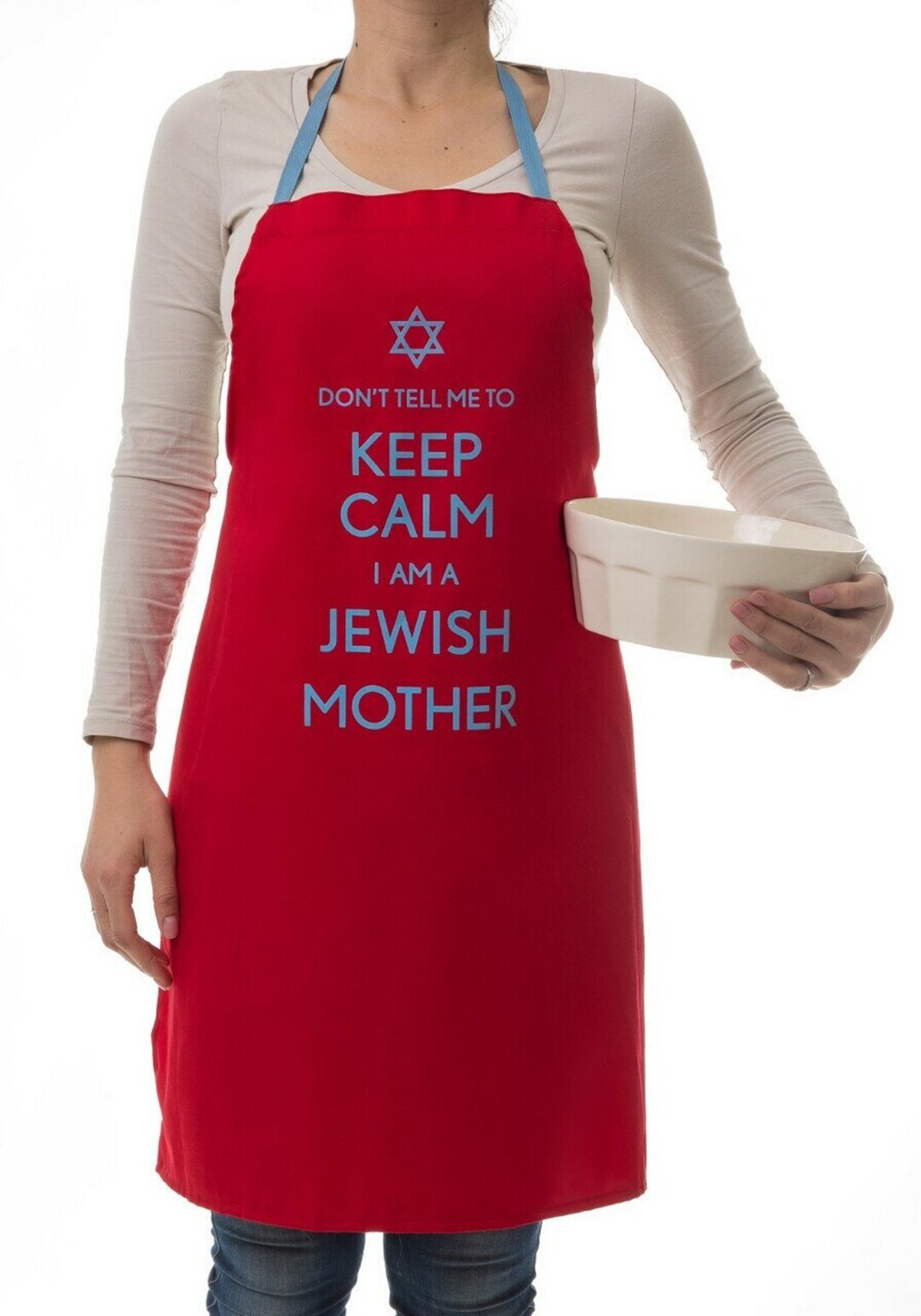 Red 'keep Calm Apron. ', Kosher Apron, Judaica for Woman, Cotton Mix ...