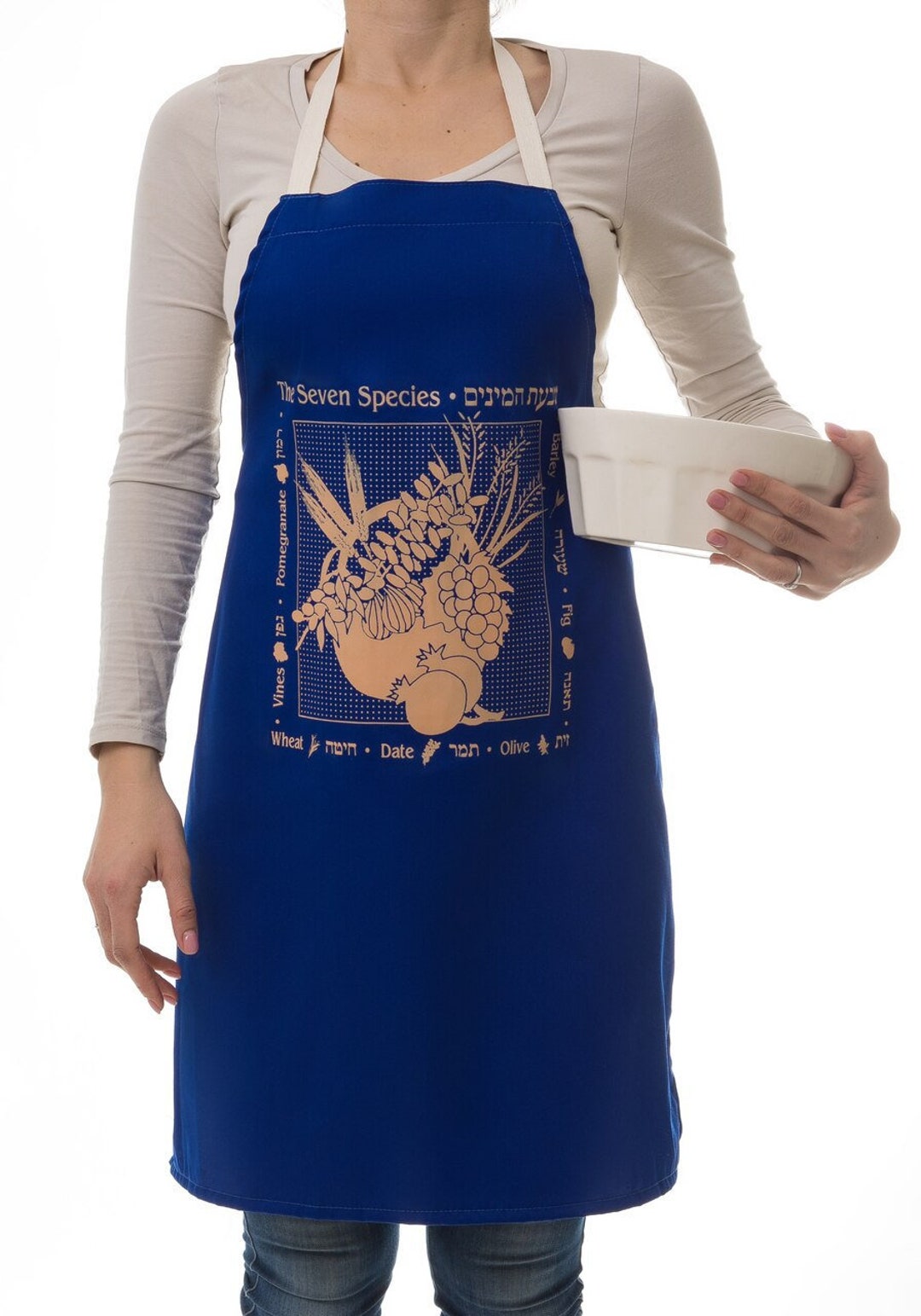 Jewish Apron Seven Species of Israel Barbara Shaw Gifts - Etsy