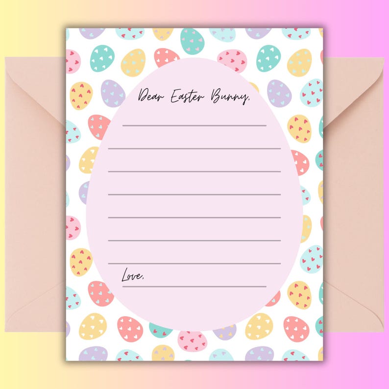 Easter Bunny Letter, Printable Kids Letter to Easter Bunny, Easter ...