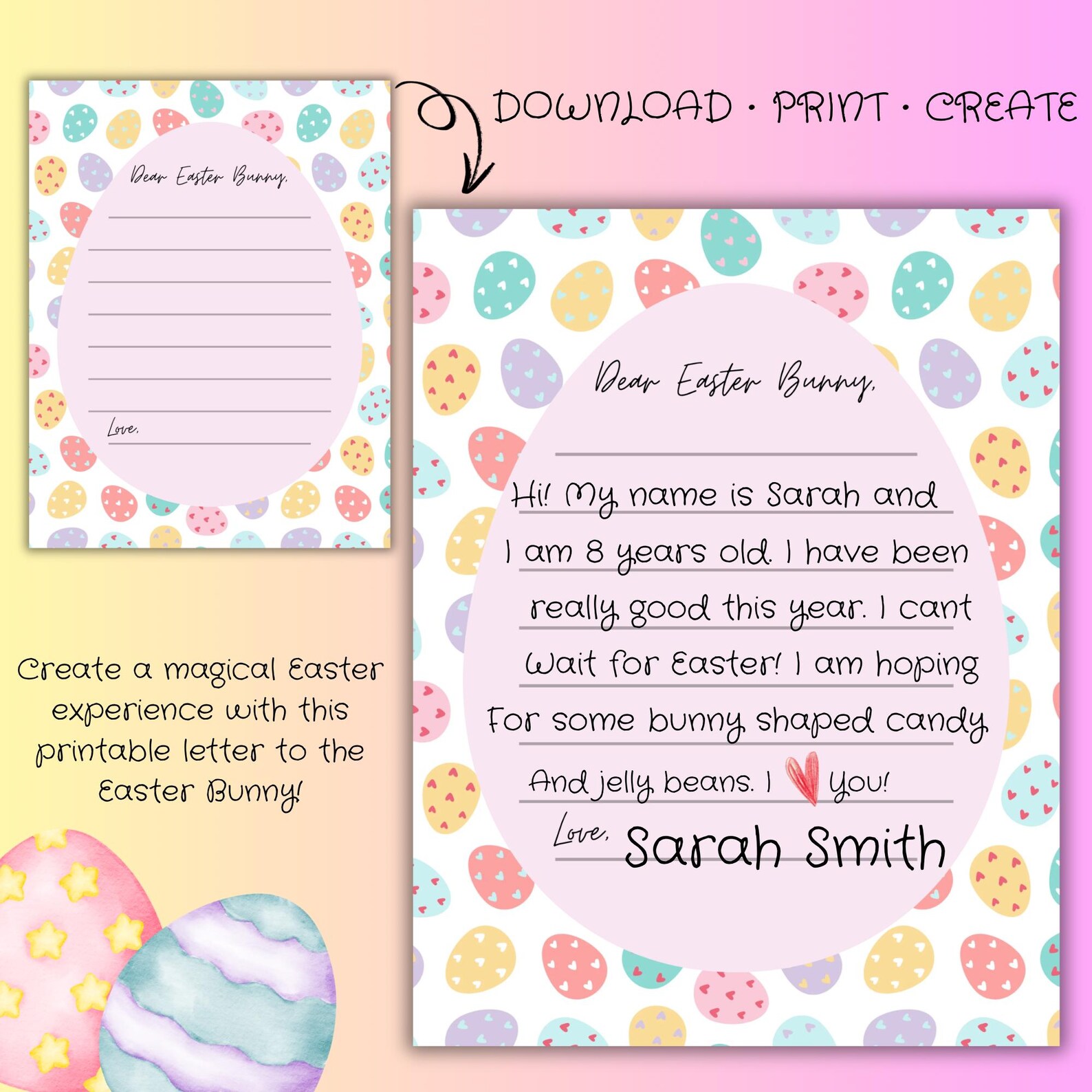 Easter Bunny Letter, Printable Kids Letter to Easter Bunny, Easter ...