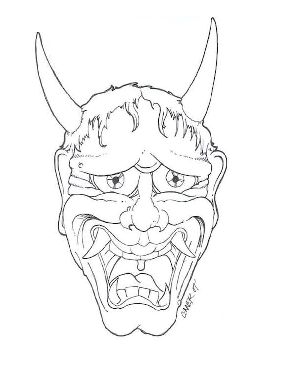 Japanese Hannya Mask Coloring Coloring Pages