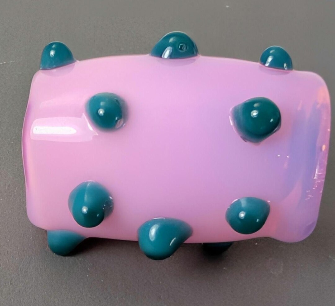 Borosilicate Glass Dreadlock Dread Bead Pastel Pink With Aqua Dots ...
