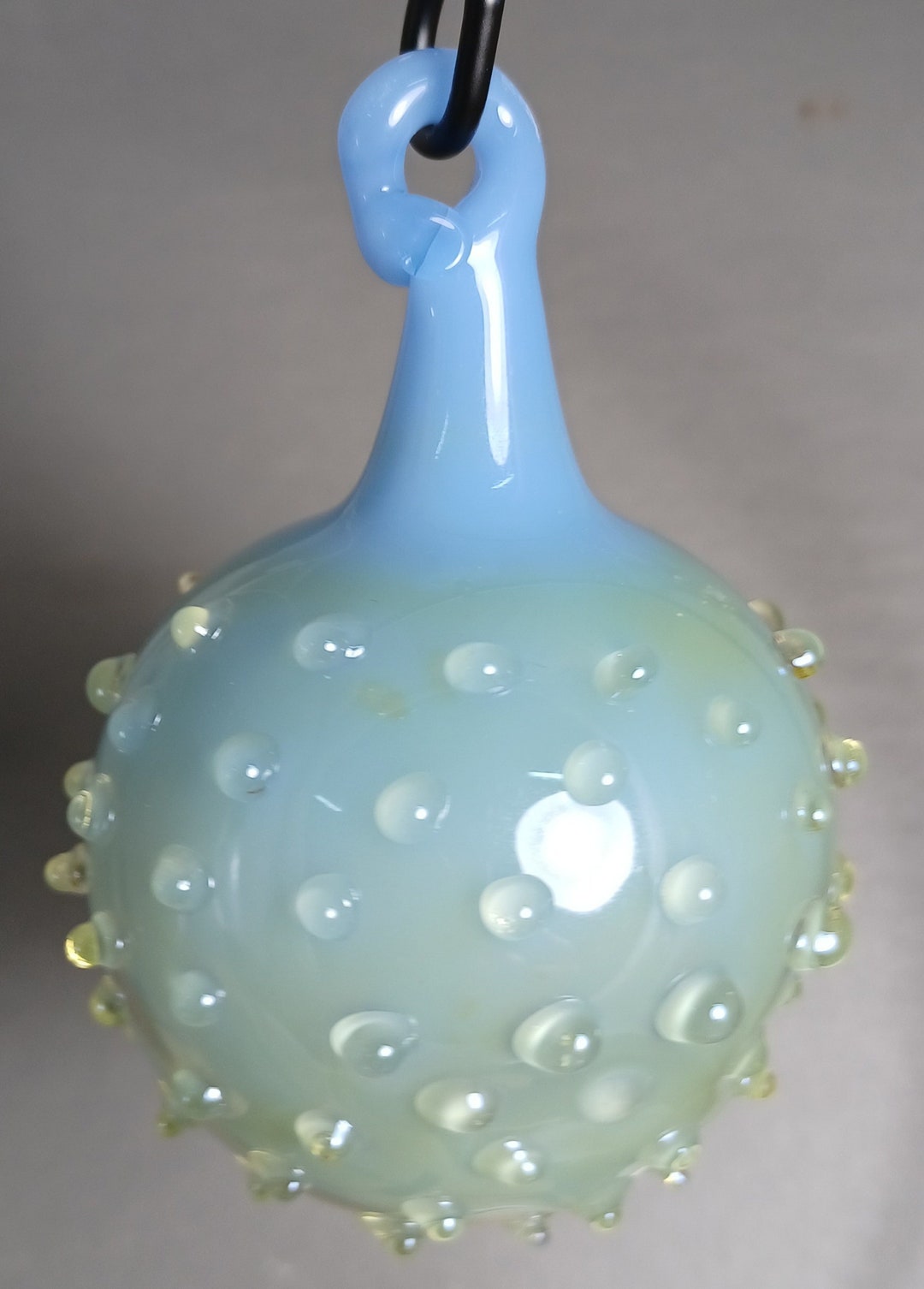 Hand Blown Glass Christmas Ornament Ball. Sky Blue Fumed With - Etsy