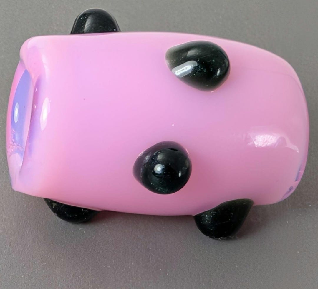 Borosilicate Glass Dreadlock Dread Bead Pastel Pink With Black Dots ...