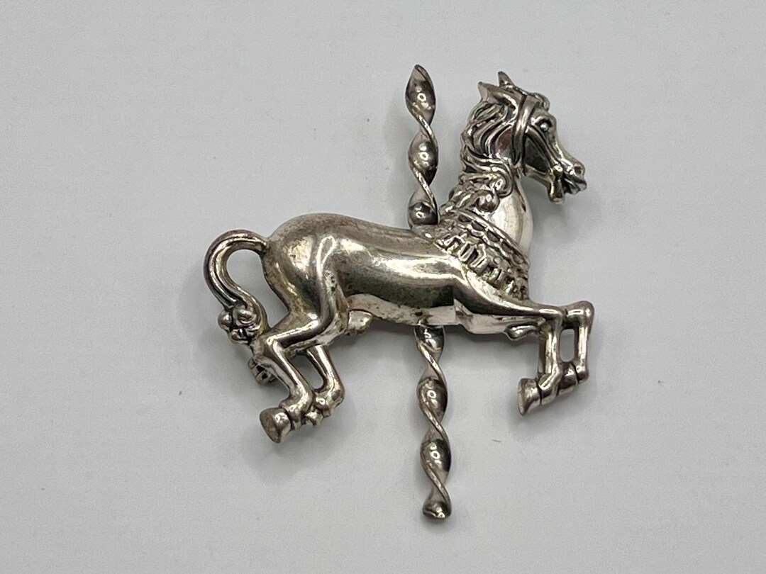 Silver Beau Carousel Horse Pin Vintage 925 Sterling Silver Cute Petite ...