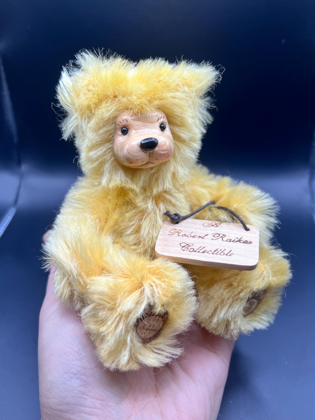 Vintage Miniature Teddy Bear Poseable Plush Carved Wood Box Robert ...
